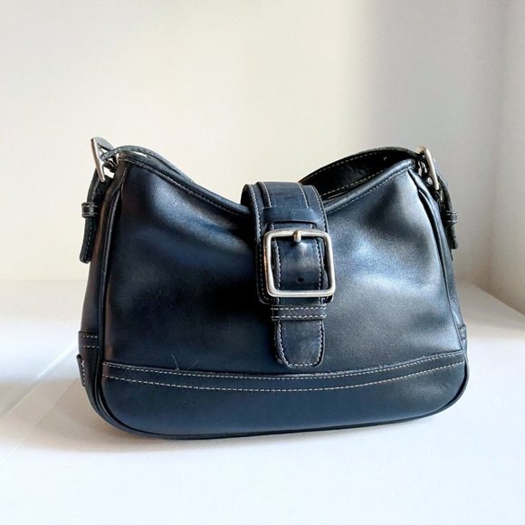Coach | Bags | Coach Vintage Black Leather Hamptons Small Shoulder Bag ...